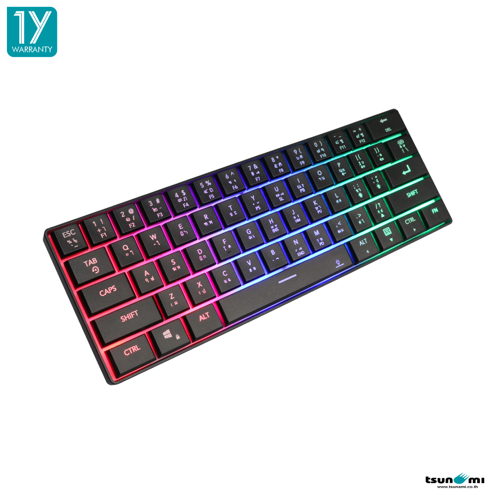 คีย์บอร์ดเกมมิ่ง Tsunami GK-61 60% compact Gaming Keyboard Black รับ ...