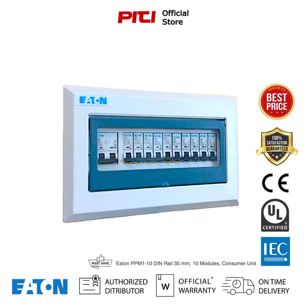 Eaton PPM1-10 DIN Rail 35 mm, 10 Modules, Consumer Unit | Shopee Thailand