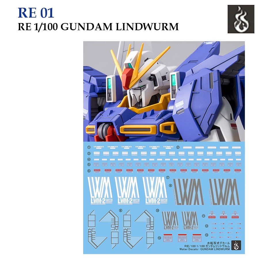 ดีคอลน้ำ [Ghost] RE01 RE 1/100 GUNDAM LINDWURM [White Fluorescent] MODEL KIT | Shopee Thailand