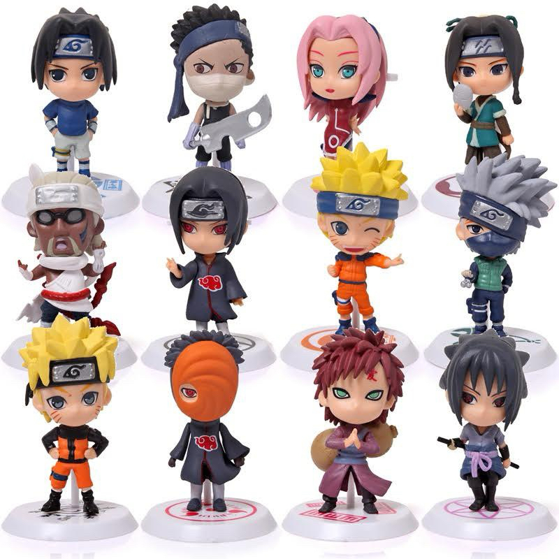 Naruto action figure Q version ยกกล่อง12ชิ้นพร้อมถุงหิ้ว ฟิกเกอร์set ...