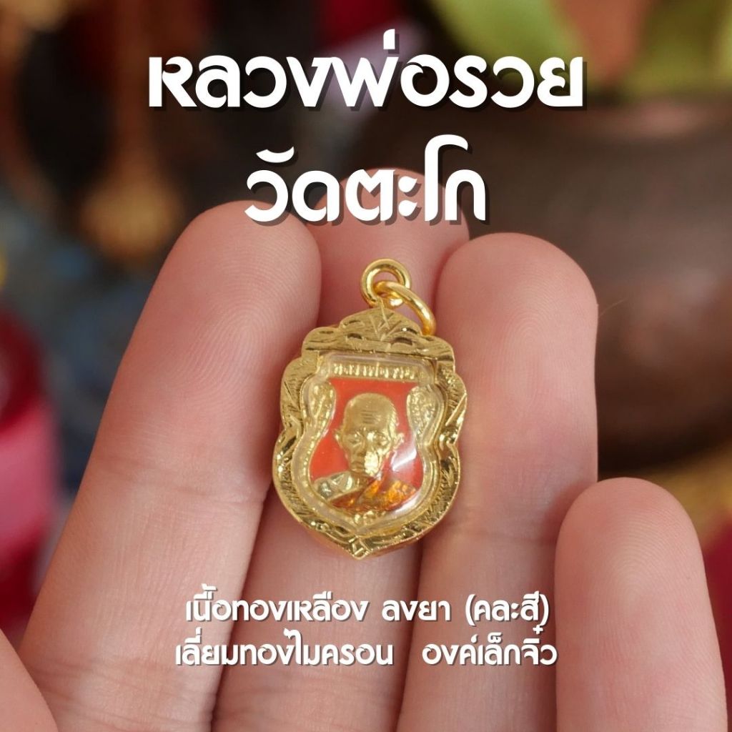 (BC7) จี้หลวงพ่อรวย วัดตะโก หน้าเต็ม คละสีพื้นหลัง องค์เล็กจิ๋ว ทอง ...