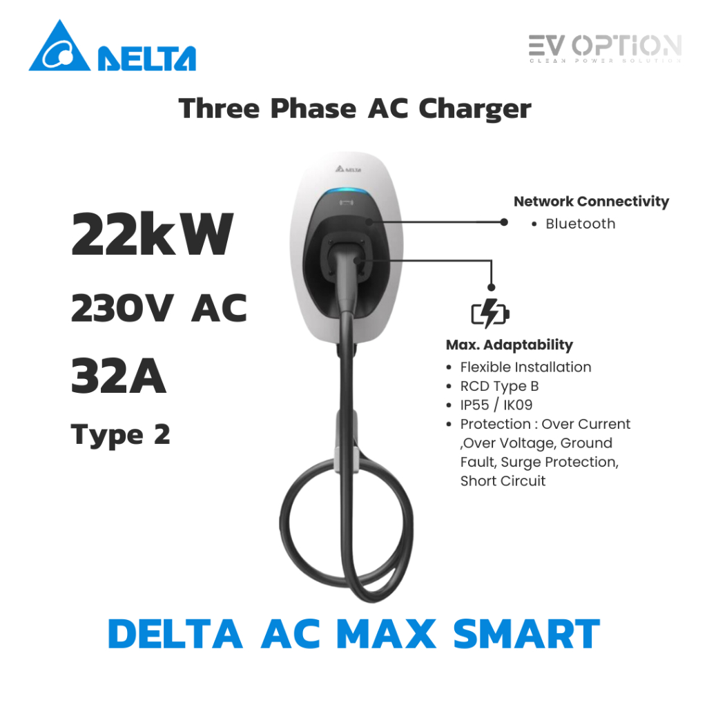 7 - 22kW Delta AC Max Basic เครื่องชาร์จรถยนต์ไฟฟ้า | Shopee Thailand