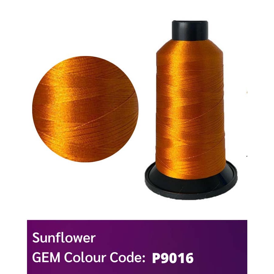 ไหมปัก GEM Embroidery Thread โทนเหลือง Yellow ซักฟอกสีไม่ตก 3,000 เมตร ...