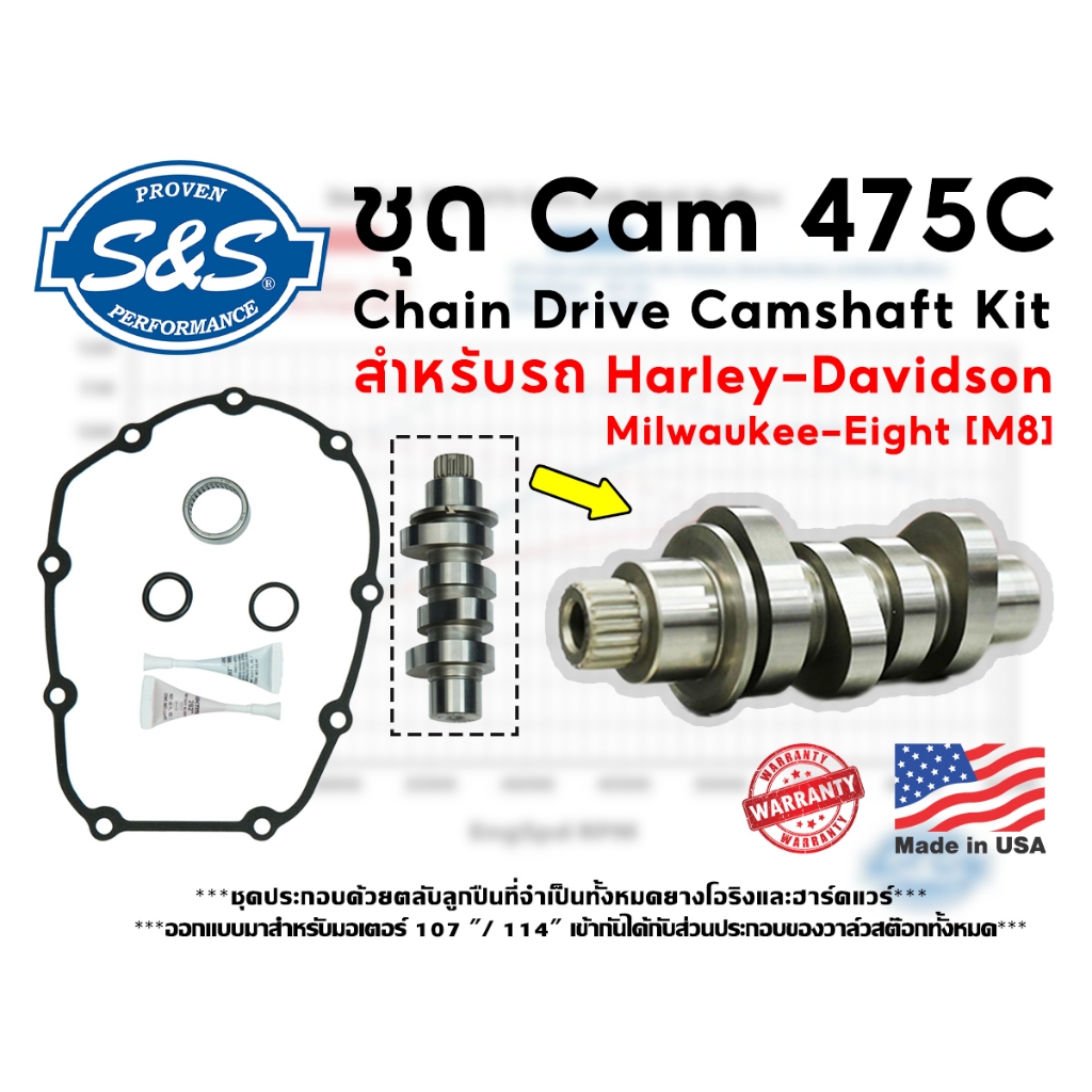 **ฟรีค่าจัดส่ง** ชุดแคม S&S 475C (Chain Drive Camshaft Kit) | Shopee ...