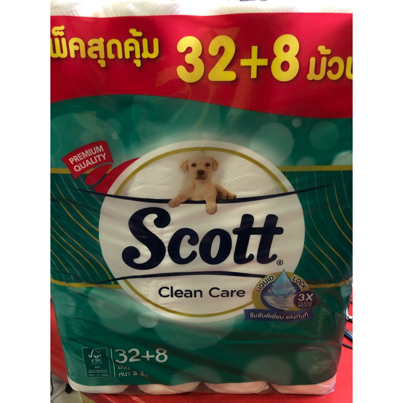 40ม้วน Scott Clean Care หนา3ชั้นซึมซับดีเยี่ยม ไม่เป็นขลุย | Shopee ...