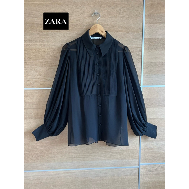 ZARA x M ผ้าชีฟอง ดำสนิท ซีทรู Tag ตัด ทรงสวยมากคะตัวนี้ อก 40 ยาว25/26 Code: 2399(3) | Shopee ...