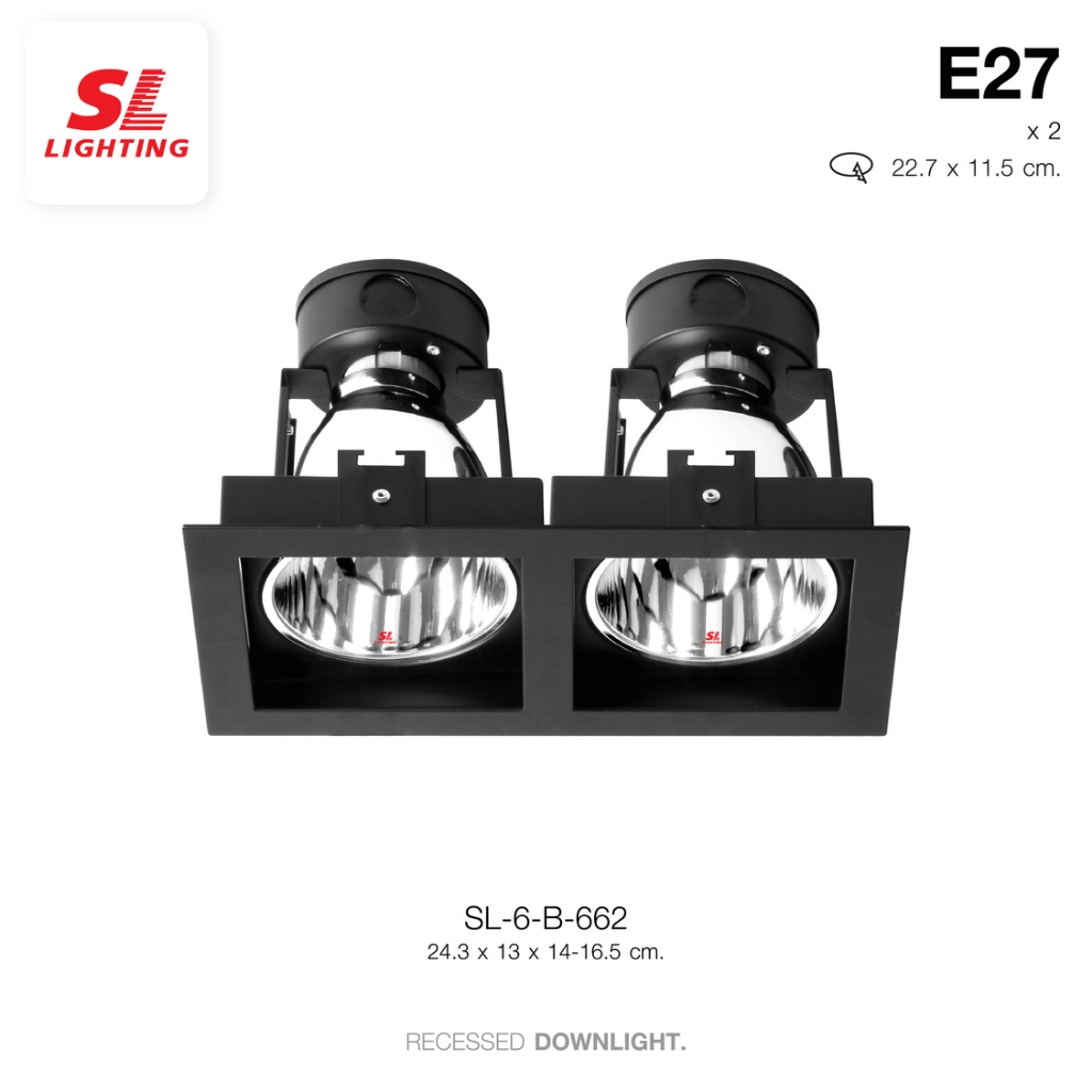 SL LIGHTING | Recessed Downlight โคมไฟดาวน์ไลท์ E27 แบบฝังฝ้า 2 ช่อง ...