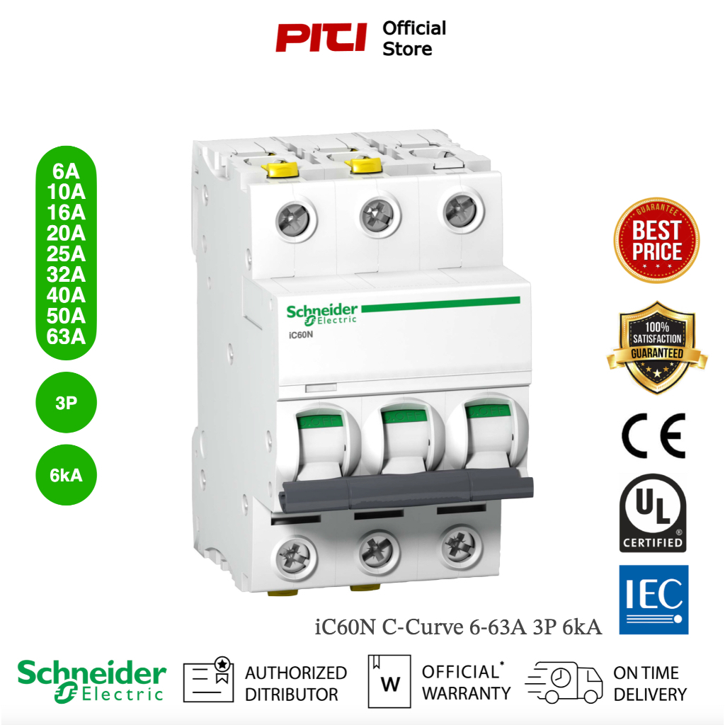 Schneider MCB A9F74301 1A 3P iC60N C-curve Acti9 Miniature Circuit Breaker เซอร์กิตเบรกเกอร์ ...