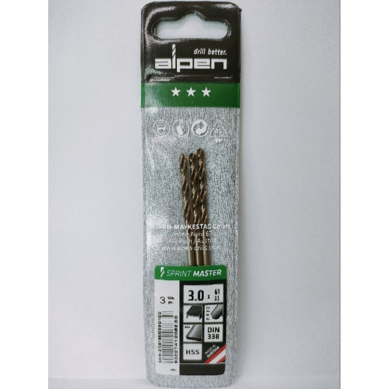 ดอกสว่านเจาะเหล็ก/Alpen/HSS Sprint Master/ขนาด3.0mm. | Shopee Thailand
