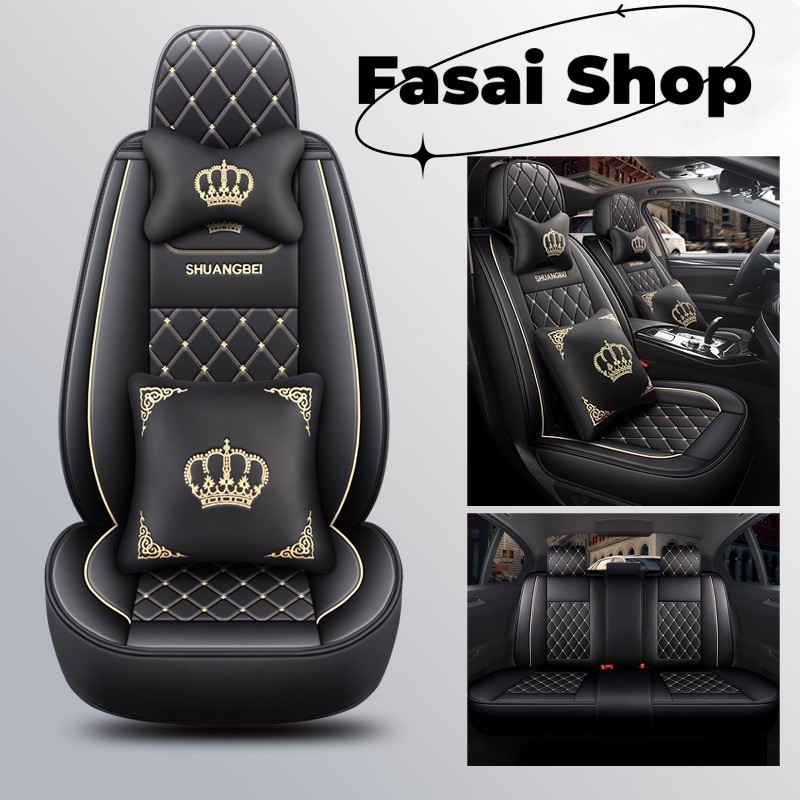 ชุดคลุมเบาะหนังเกรดพรีเมี่ยม ครบเซต 5 ที่นั่ง แถมฟรีหมอนตามในรูป พร้อม ...