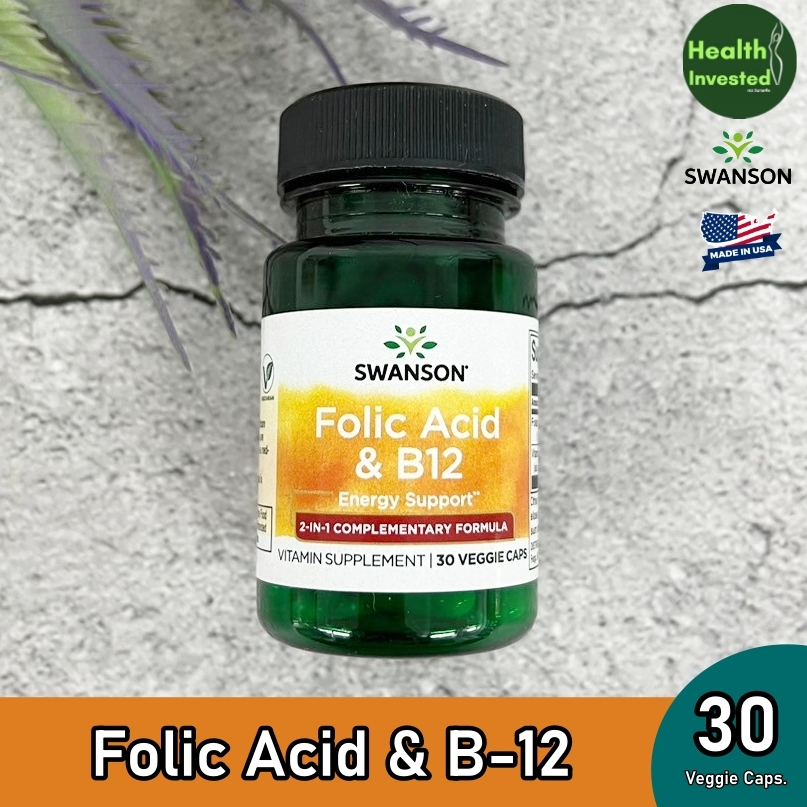 Folic Acid & B-12, 30 Veggie Capsules กรดโฟลิก วิตามิน บี | Shopee Thailand