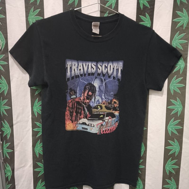 เสื้อยือมือสอง ต่างประเทศ เสื้อวง นักร้องดัง Rapper Travis Scott Size S ...