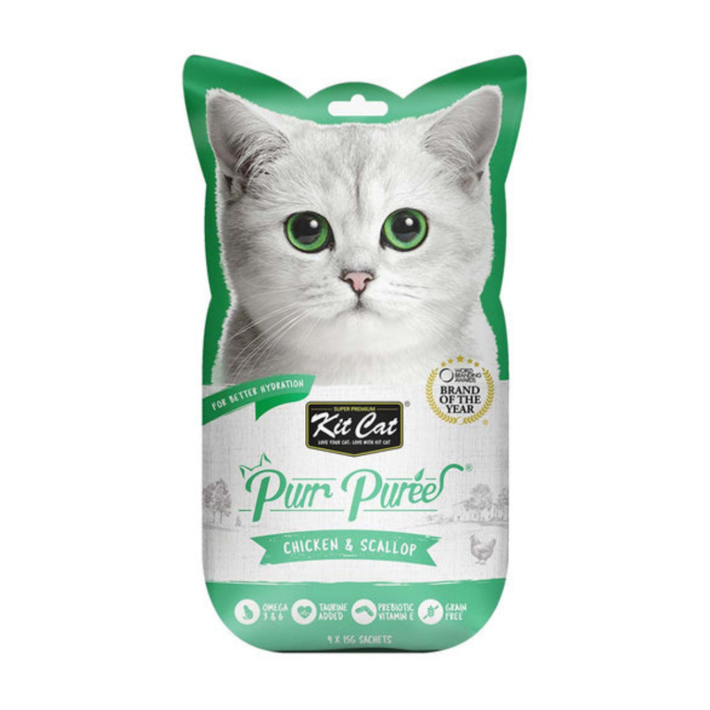 Kit Cat Purr Puree คิทแคท เพียว พูรี ขนมแมวเลีย สูตร Chicken & Scallop ...