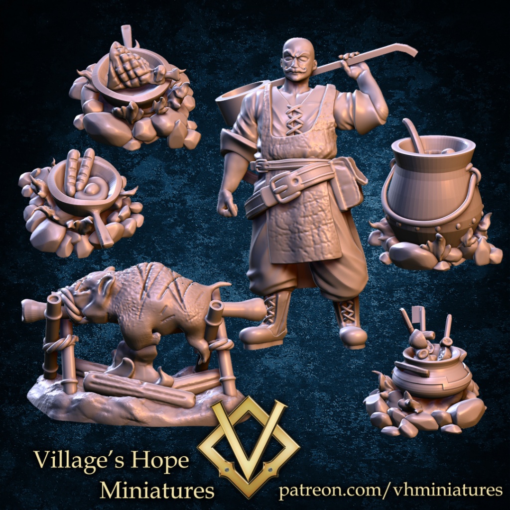 Dungeon Explorer Chef - Humanoid Human / 28mm scale 3D printed ...