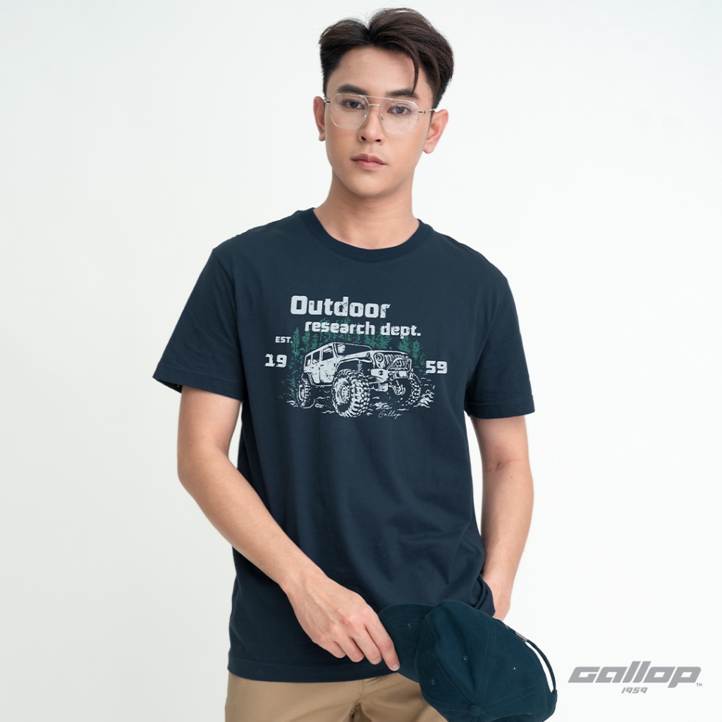 GALLOP : Graphic Tee เสื้อยืดพิมพ์ลาย ผ้าคอตตอนผู้ชาย รุ่น GT9160 สี ...