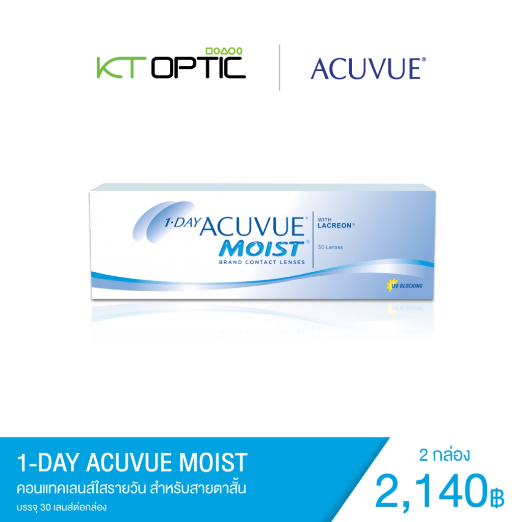 ACUVUE 1-DAY MOIST BOX SET คอนแทคเลนส์ใสแบบรายวัน สำหรับสายตาสั้น ...