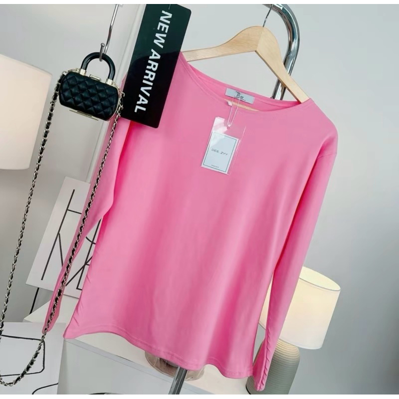 031 พร้อมส่ง* DEE ZYY เสื้อยืดแขนยาวคอปาดทรงพอดีตัว ไซร์ 1 | Shopee Thailand