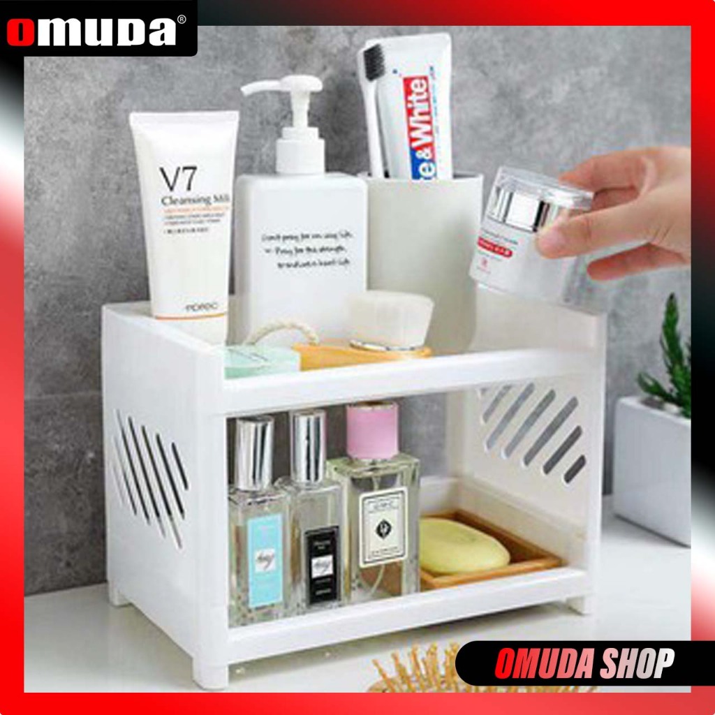 OMUDA_SHOPชั้นวางของพลาสติก 2 ชั้นถอดประกอบได้ ทรงสี่เหลี่ยม | Shopee Thailand