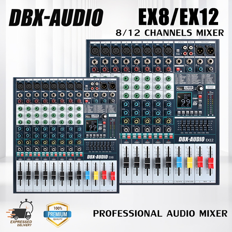 DBX-AUDIO EX8/EX12 มิกเซอร์, 8/12 ช่องพร้อมมิกเซอร์อีควอไลเซอร์, มิกเซอร์เอฟเฟกต์เสียงสะท้อน ...