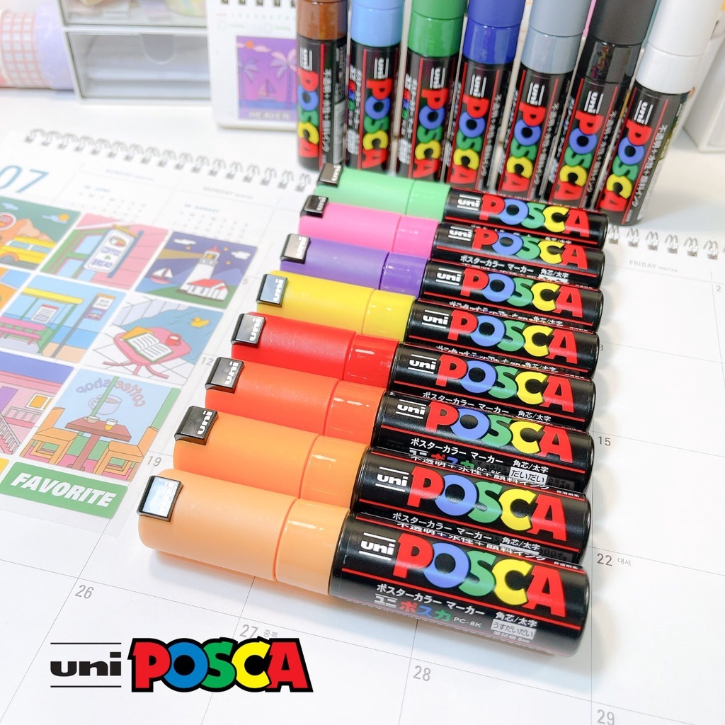 Uni Posca PC-8K แบบหัวตัด (เวอร์ชั่นญี่ปุ่น) ขนาด 8 มม. | Shopee Thailand