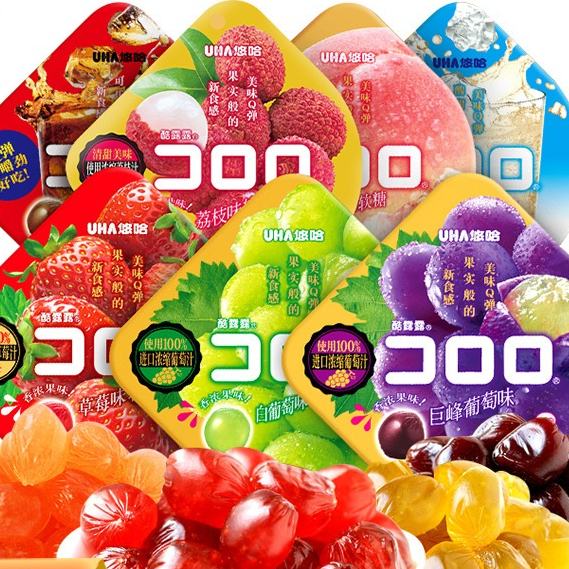 UHA เยลลี่นุ่มหนึบ เคือบด้วยคอลลาเจ้น รสผลไม้ 52g | Shopee Thailand