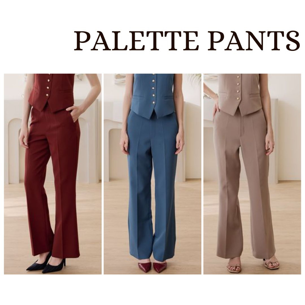 MAVE กางเกง รุ่น Palette Pants สี Taupe, Ocean, Burgundy | Shopee Thailand