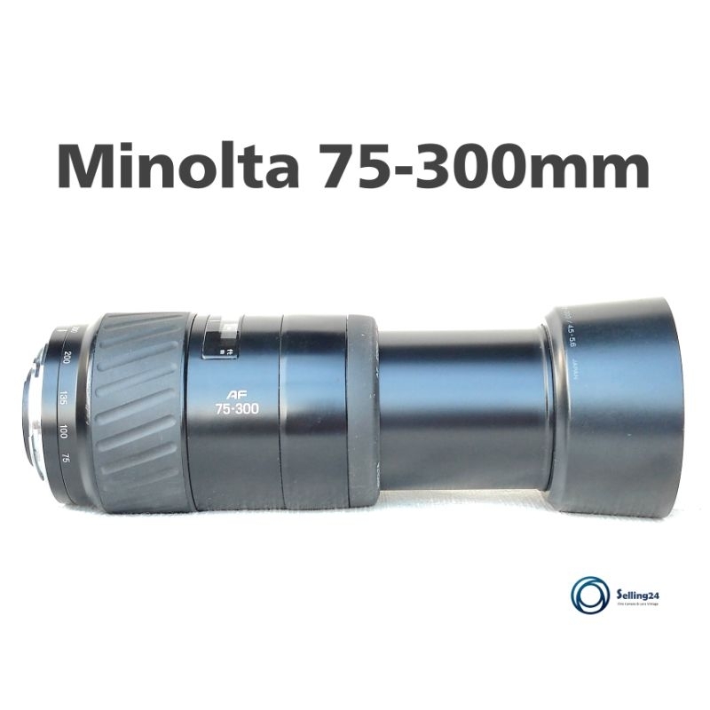 เลนส์ออโต้ Minolta AF red Zoom 75-300mm f4.5-5.6 Macro Mount A หน้า ...