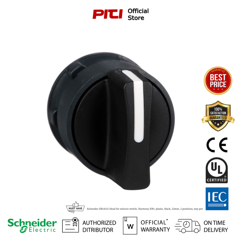 Schneider ZB5AD2 Head for selector switch, plastic, black, 22mm, 2 ...