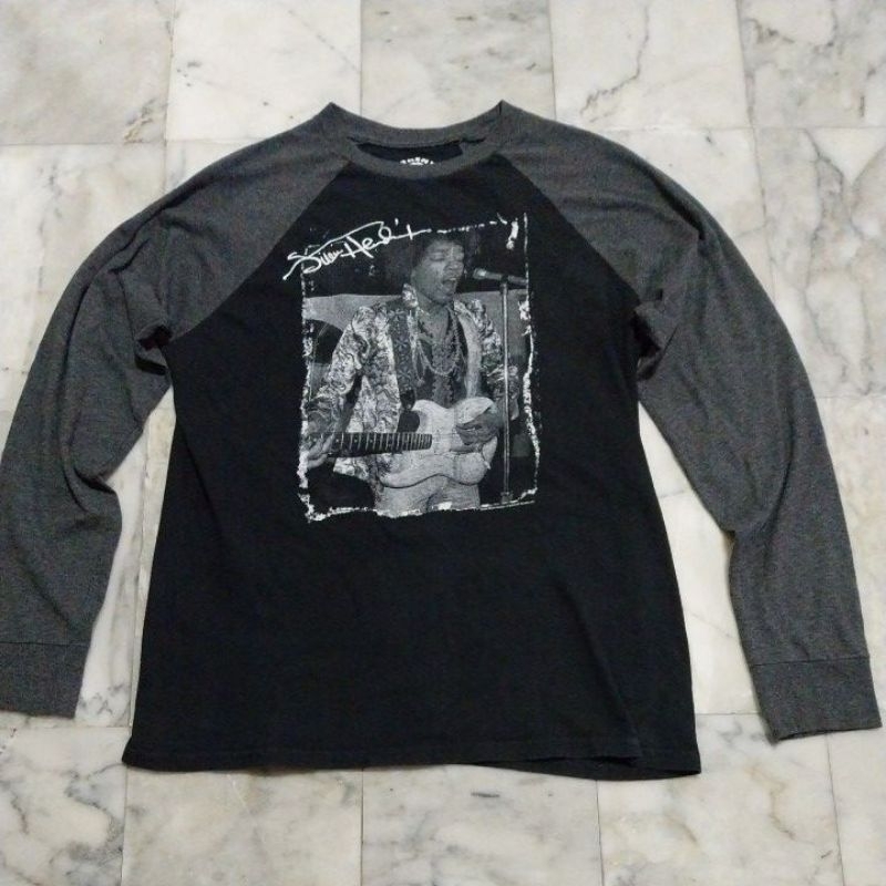 เสื้อยืดแขนยาว แนวนักแต่งเพลง นักกีต้าร์และนักร้อง JIMI HENDRIX แท้ มือ ...