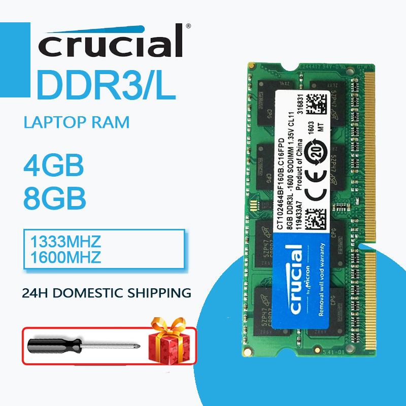 [Local 24H ship] Crucial 4GB 8GB RAM DDR3 DDR3L 1600Mhz แรมโน๊ตบุ๊ค PC3 PC3L-12800 204pin SODIMM ...