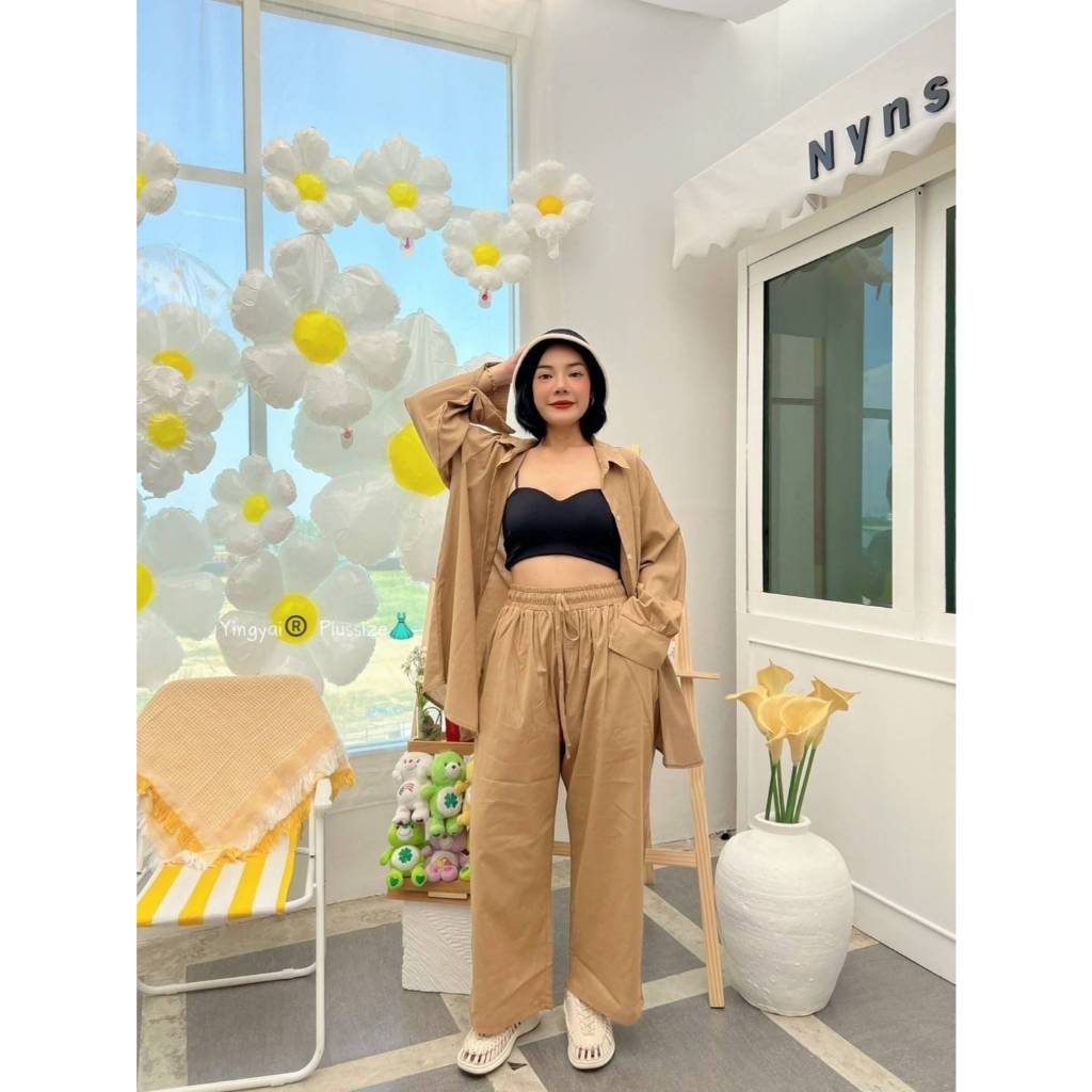 🔥Plussize🔥ชุดเซทเสื้อ+กางเกงคนอ้วน🔥 เสื้ออก 40“- 50” กางเกงเอว 32“- 46” | Shopee Thailand