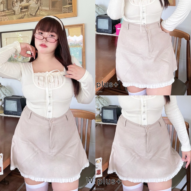 กระโปรงสาวอวบ (รุ่นระบายจิ๋ว) ผ้ายีนส์เนื้อนิ่ม เอว32-46นิ้ว (มีไซซ์) plussize | Shopee Thailand