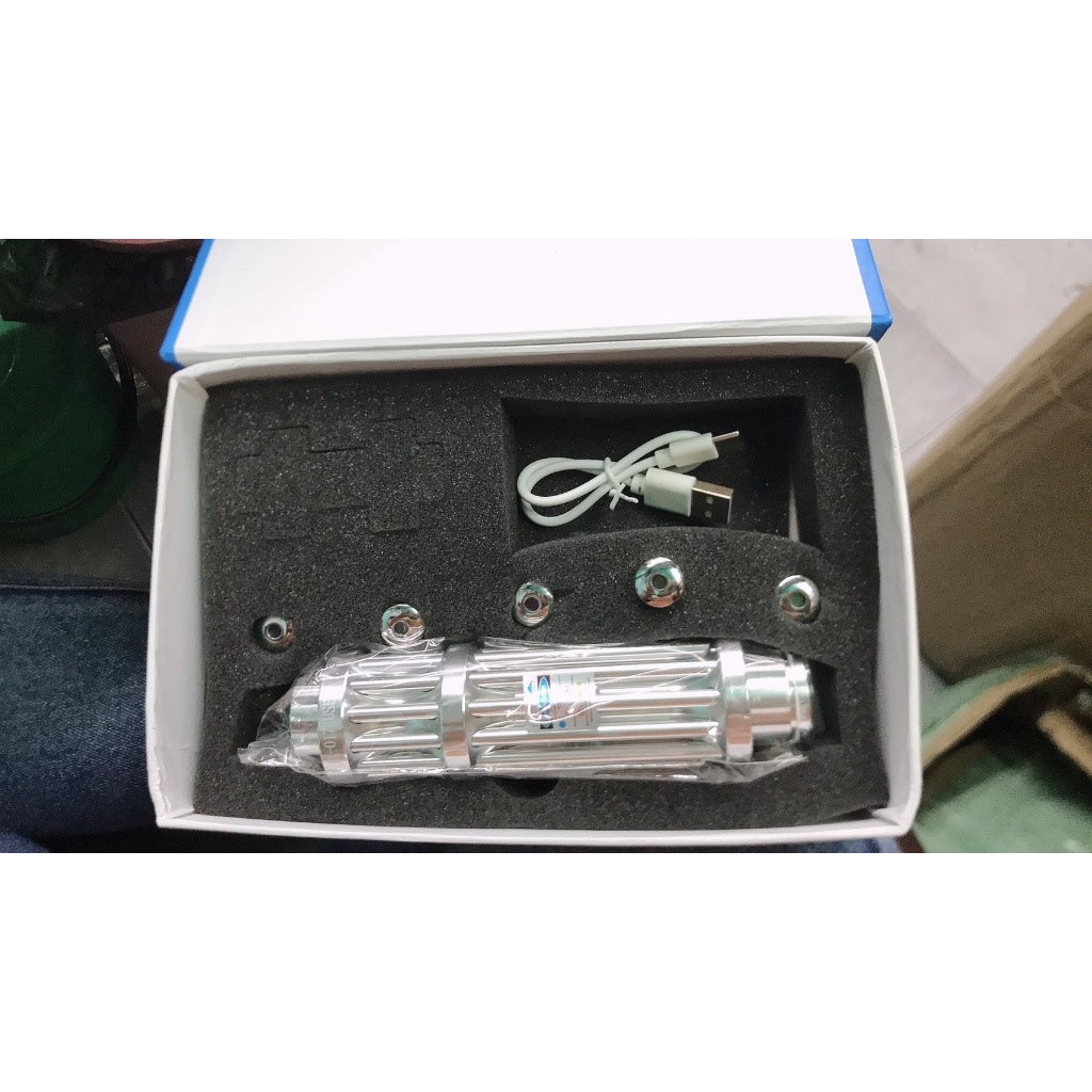 laser แสงสีฟ้าเลเซอร์พกพาไฟแรงสูงจุดไฟได้ ชาร์จ USB hign power blue ...