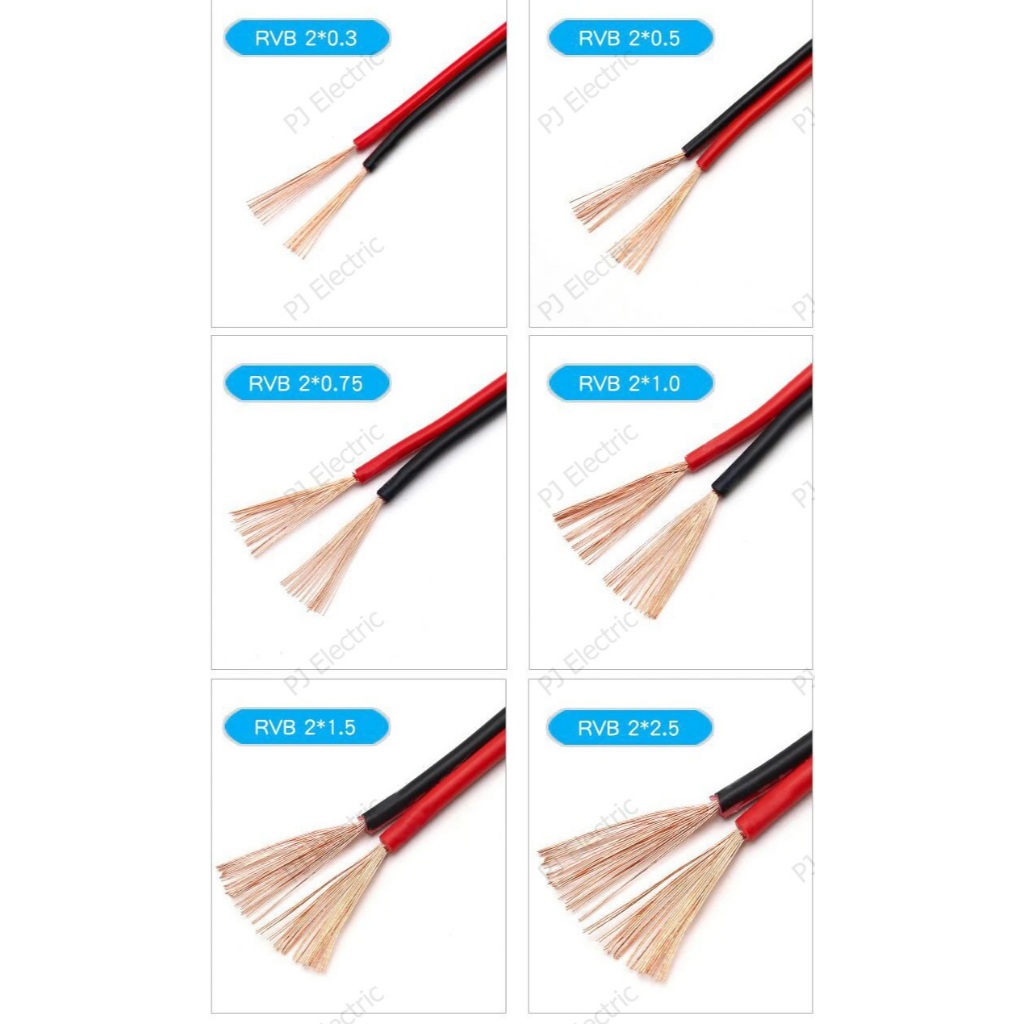 สายไฟคู่ สายไฟลำโพง สายไฟ LED สายไฟคู่ ดำ-แดง (Twins Cable)ขนาด 0.3,0.5,0.75,1.0,1.5 หรือ 2.5 ...