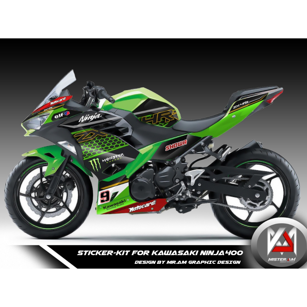 (Mr.AM) ชุดสติ๊กเกอร์ [เกรด Premium] Kawasaki Ninja 400 (KRT RACING ...