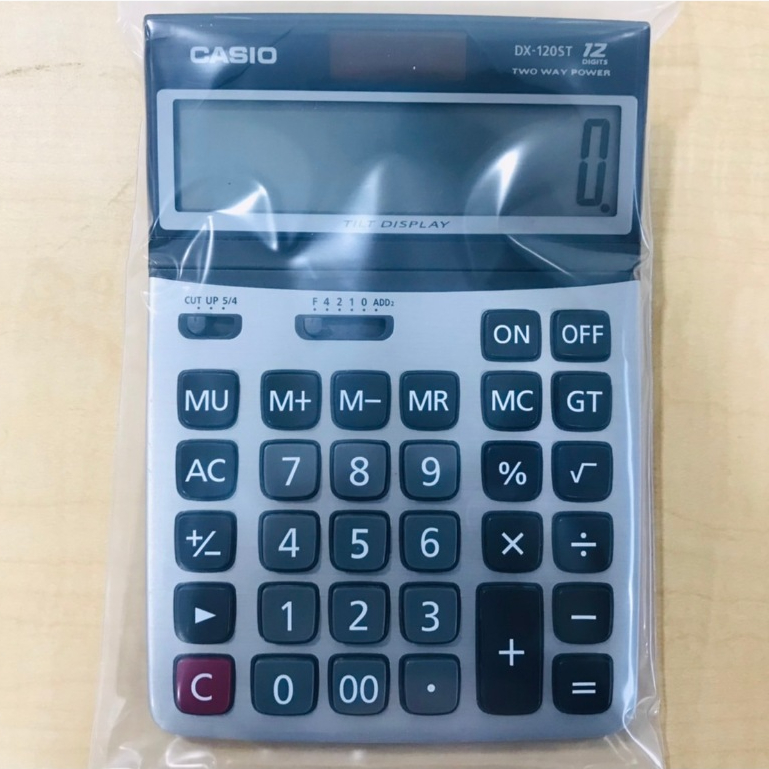 Casio เครื่องคิดเลข สีเทา -ดำ Tilt Display DX-120STTwo Way Power ...