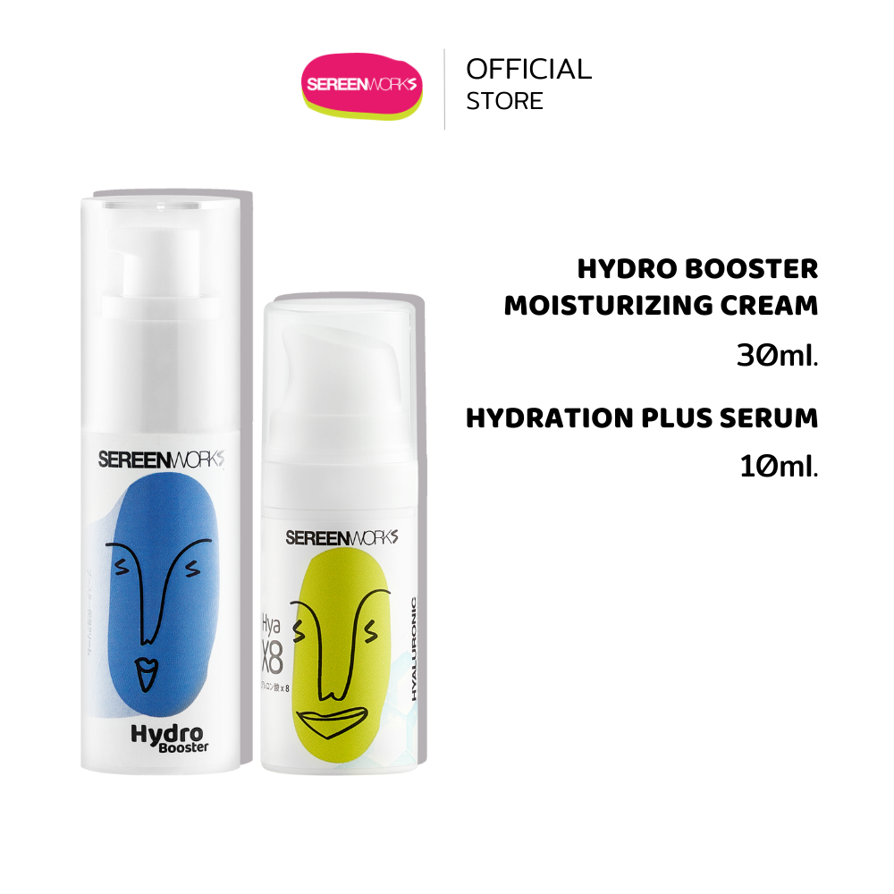 [เซ็ทคู่] คืนความชุ่มชื้นให้ผิว X2 SEREENWORKS Hydro booster cream 30ml. และ เซรั่มเพิ่มความชุ่ม ...