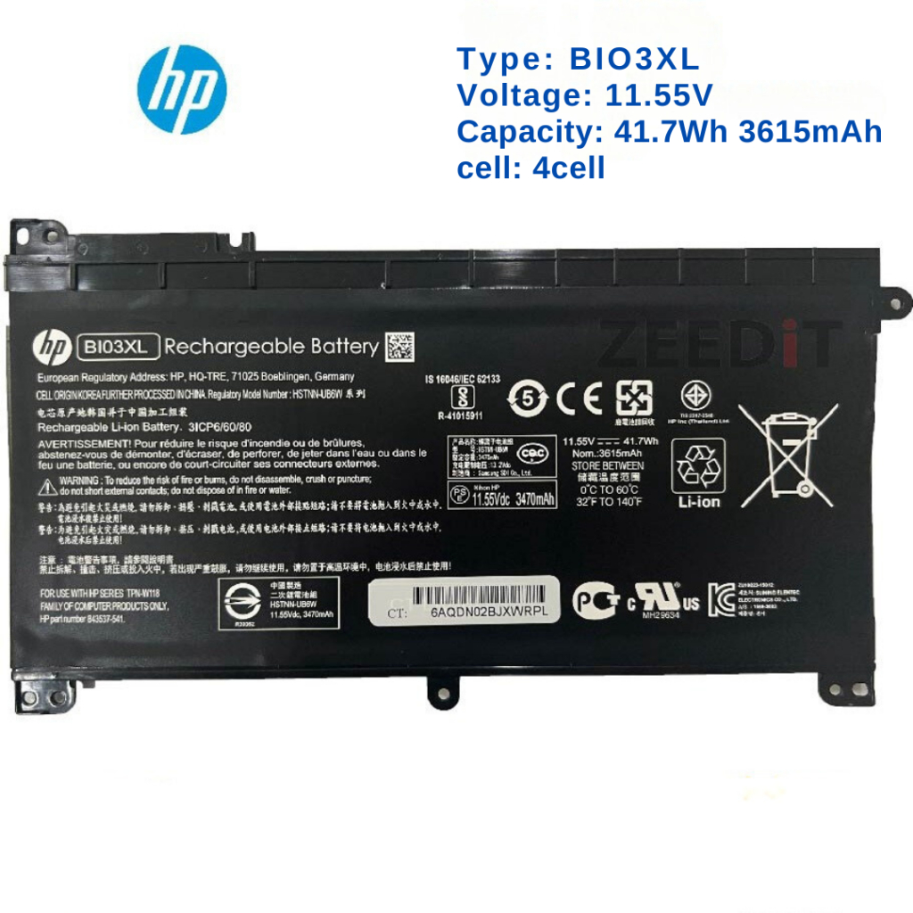 แบตเตอรี่ HP ON03XL BI03XL (สำหรับ HP Pavilion m3-u000 x360, m3-u100 ...