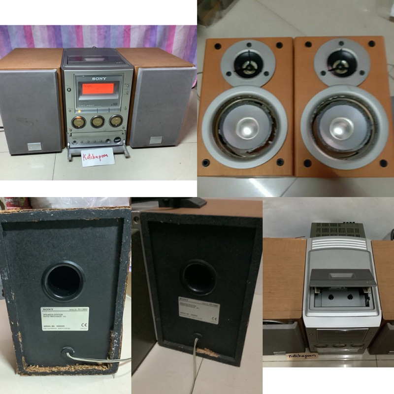 มินิคอมโปsony,วิทยุโซนี่มือสองใช้ได้แต่ เทป AM FM Aux,ลำโพงยังใช้ได้แต่มีตำหนิตรงขอบลำโพงตามรูป ...