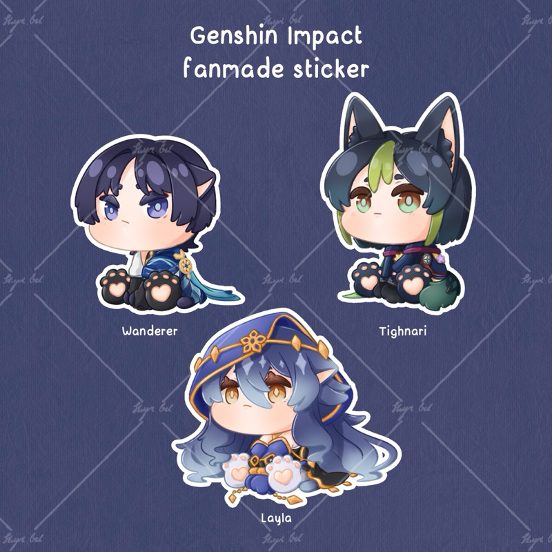Genshin impact | Layla, Tighnari, Waderer fanmade sticker สติกเกอร์ ...