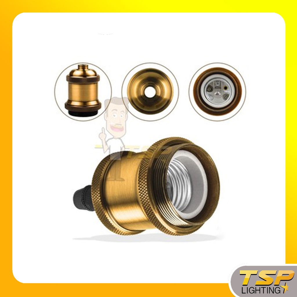 TSP Lighting │ ขั้ววินเทจ E27 อลูมิเนียมซ็อกเก็ต สีทองเหลือง DIY TSP-04 ...