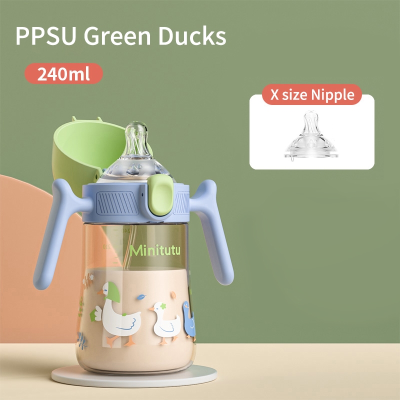 Minitutu ขวดคอกว้างวัสดุ PPSU 3-in-1 พร้อมลูกบอลแรงโน้มถ่วง 360° และด้ามจับปลอดสาร BPA | Shopee ...