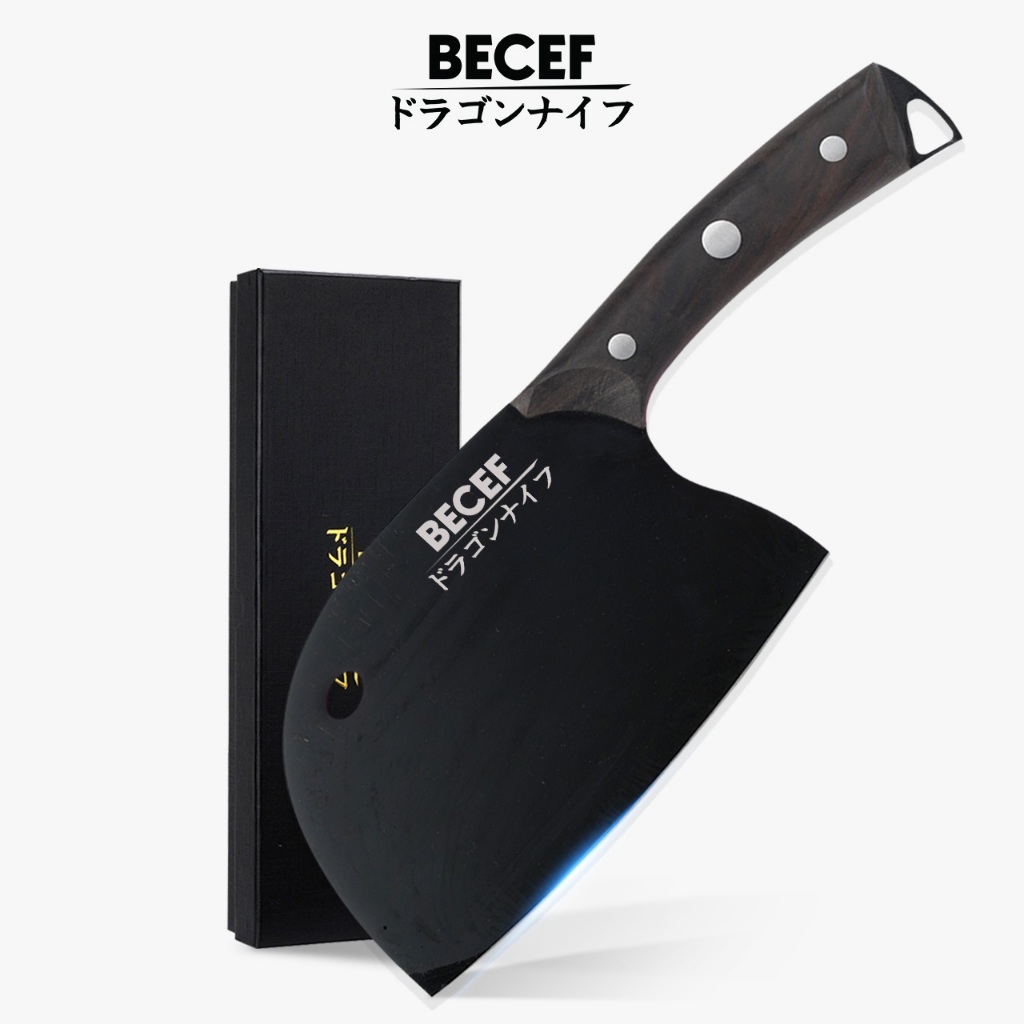 BECEF มีดปังตอหัวมังกร รุ่นลายดำ Premium ใช้หั่น สับ ซอย สันหนา3มิล ...