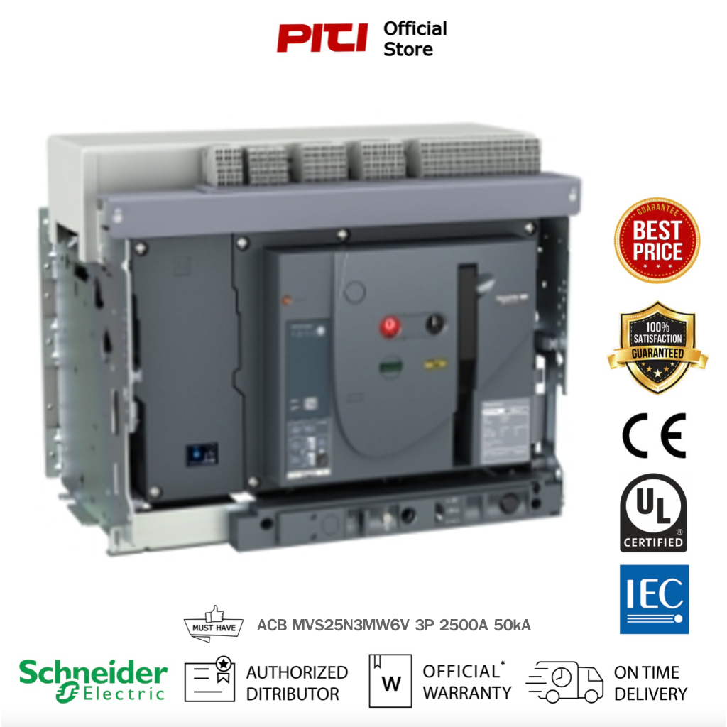 Schneider ACB MVS25N3MW6V 3P 2500A 50kA EasyPact MVS MDO ETV6 Drawout Circuit Breakers Manual ...