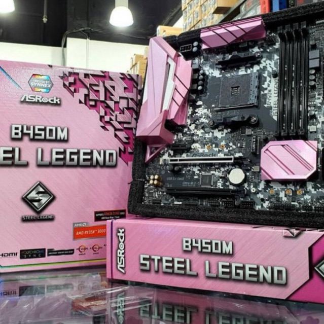 MAINBOARD (เมนบอร์ด) ASROCK B450M STEEL LEGEND PINK (DDR4) (SOCKET AM4 ...