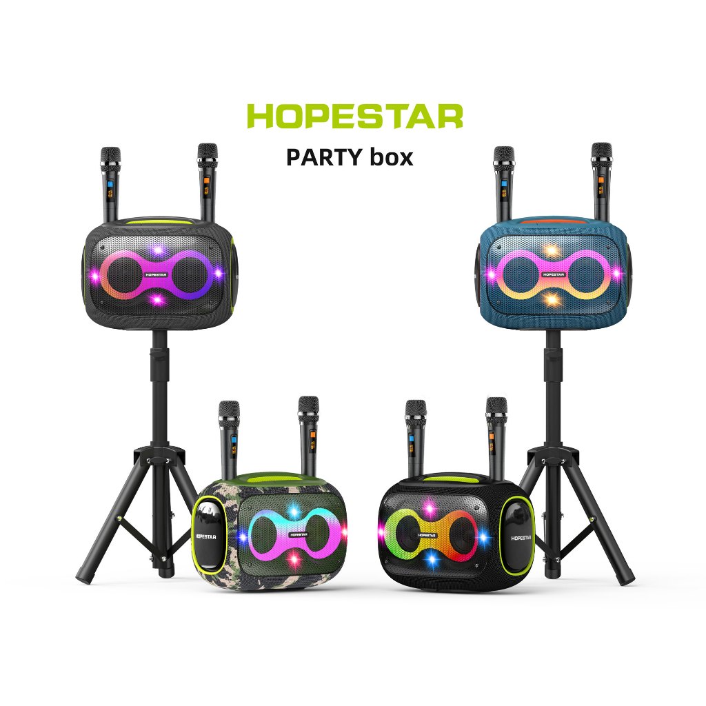 HOPSTAR PARTYBOX ลำโพงบลูทูธ 120 วัตต์ พร้อมไมค์ลอย 2 อัน ปรับเบสได้ 3 ...