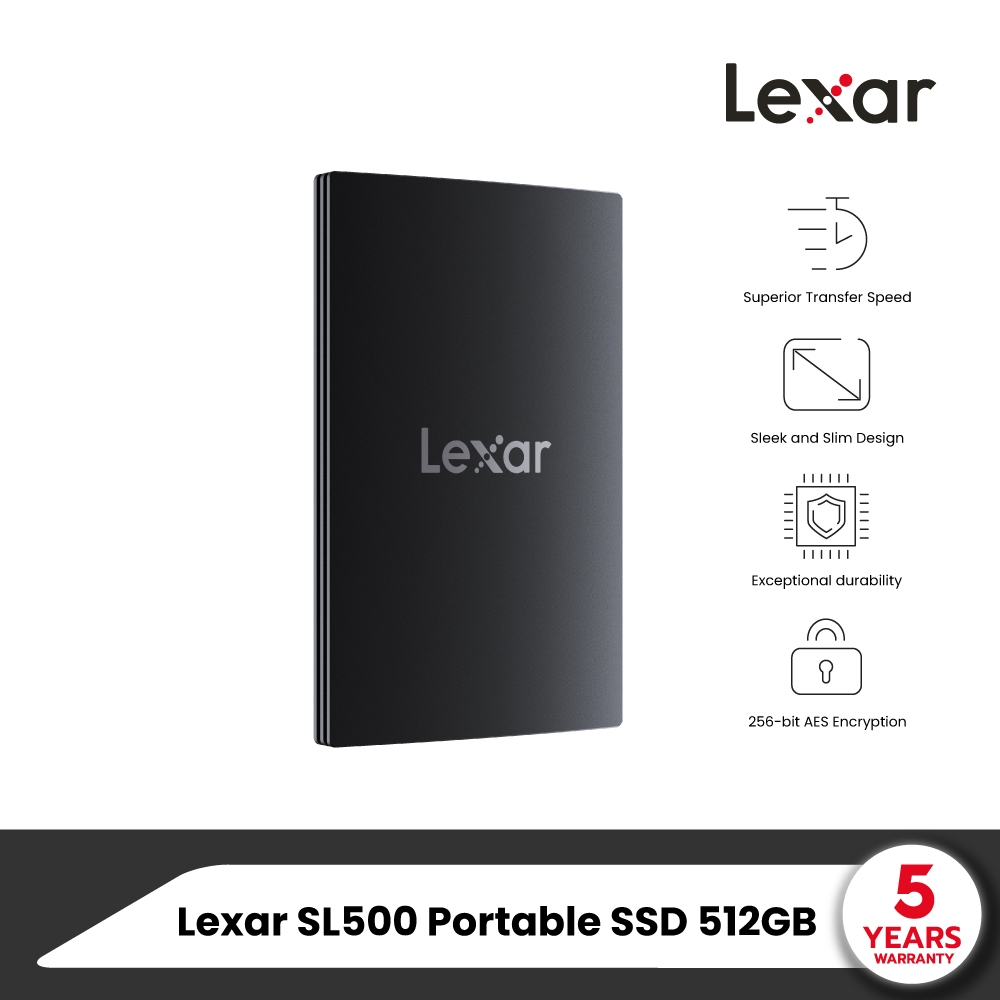 [ไม่มี Magnetic set] Lexar PortableSSD SL500 512GB USB 3.2 Gen 2x2 Type ...