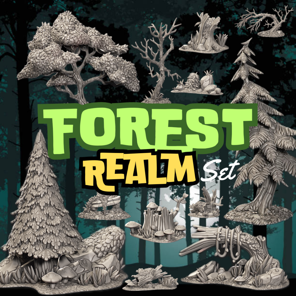 โมเดลประกอบฉาก Forest Realm เซ็ตภูมิทัศน์ป่าลึก โมเดลต้นไม้ ประกอบฉาก ...