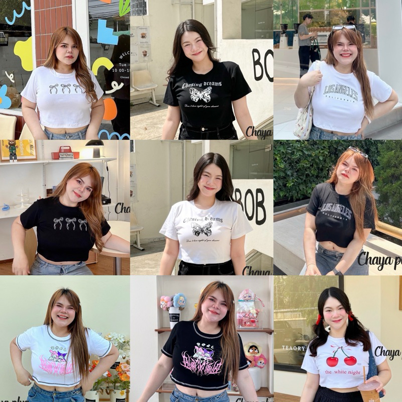 เสื้อครอปสาวอวบ เสื้อครอป อก30-48นิ้ว ผ้าเนื้อนุ่ม plussize | Shopee Thailand