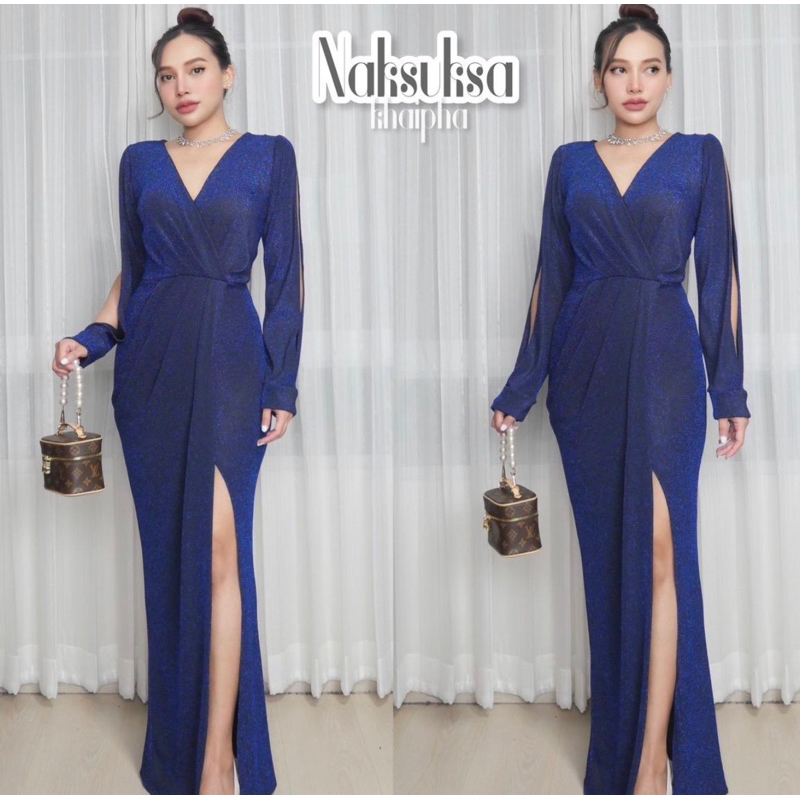 Dress สวยหรู hisoสุดๆ รุ่น Luxury (Vi5039 ผ้ากลิตเตอร์) ใส่ได้ถึง 2XL | Shopee Thailand